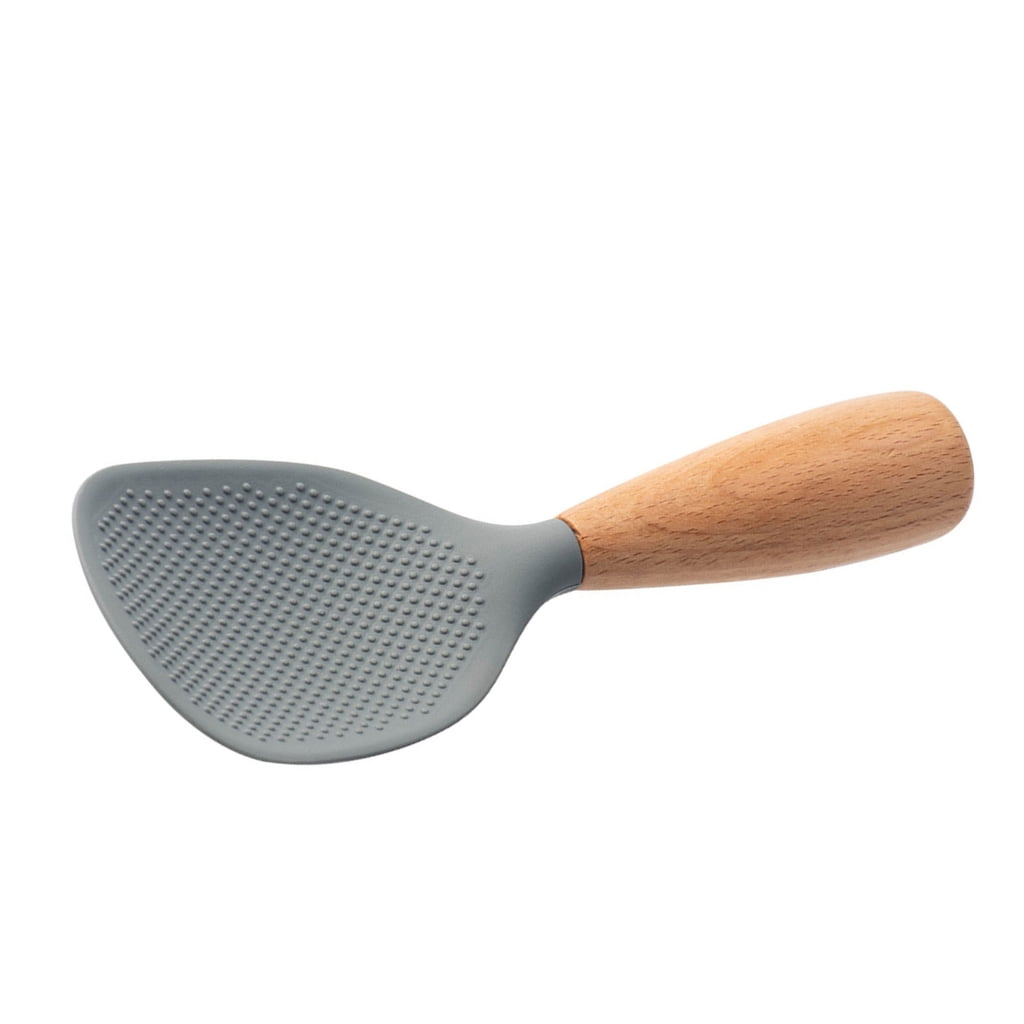 WINDLAND Ergonomic Silicone Spoon with Wood Handle Non-stick Rice ...