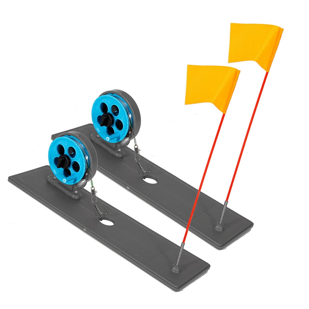 WINDLAND Flexible Ice Fishing Poles Rod with Flag Marker Compact Size ...