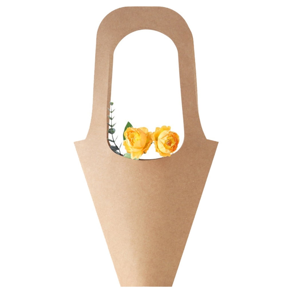 WINDLAND Flower Bouquets Bags Handle Kraft Paper Flower Packaging Bag ...
