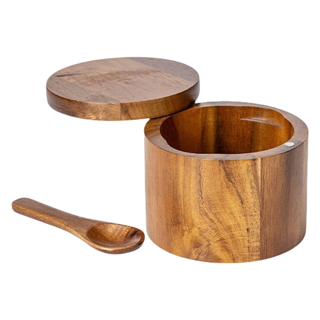 WINDLAND Functional Wood Condiment Box with Lid for Kitchen Aficionados ...