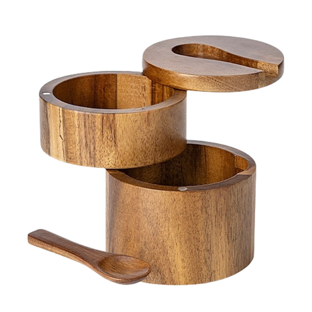 WINDLAND Functional Wood Condiment Box with Lid for Kitchen Aficionados ...