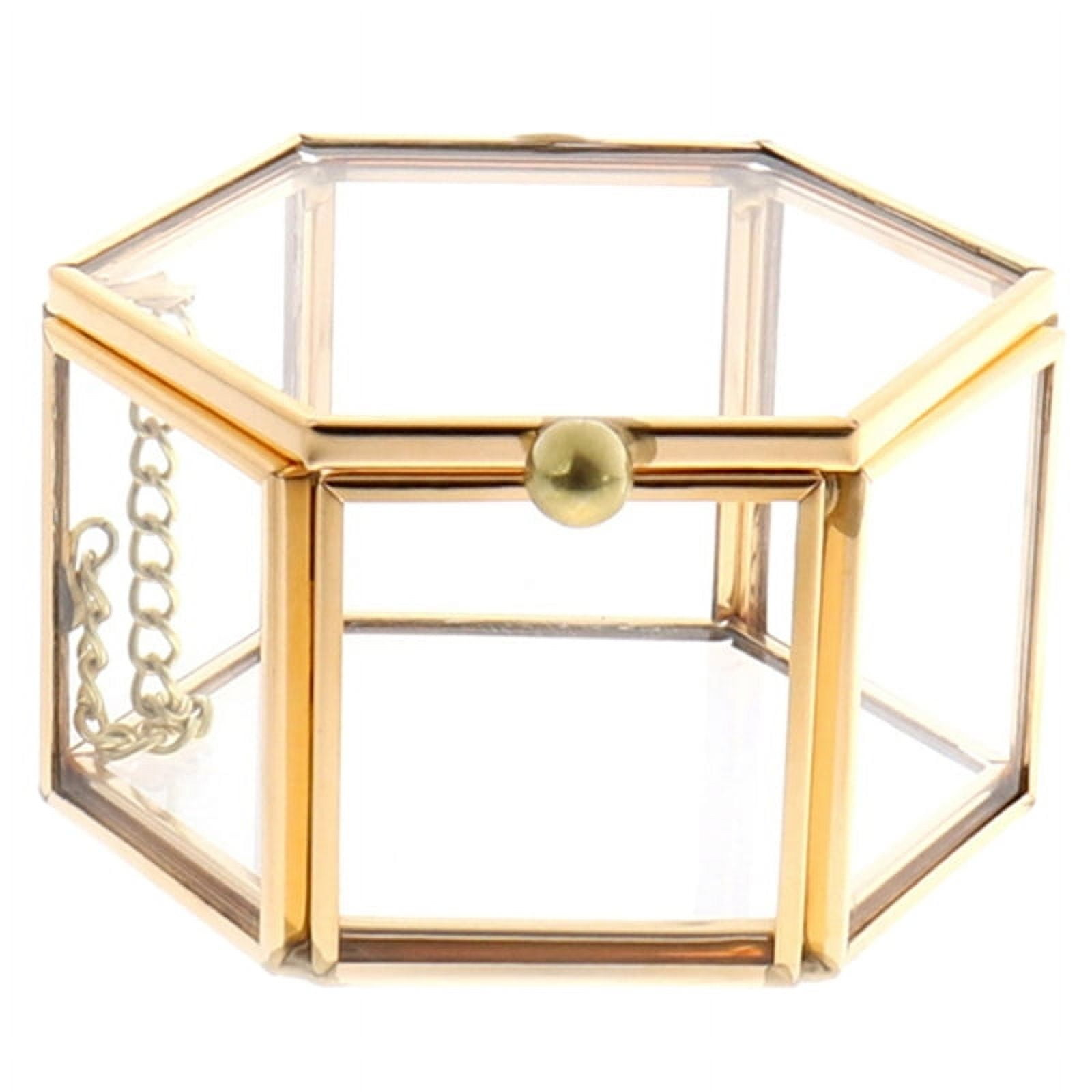 WINDLAND Glass Jewelry Box Clear Jewelry Box Clear Container Hexagon ...
