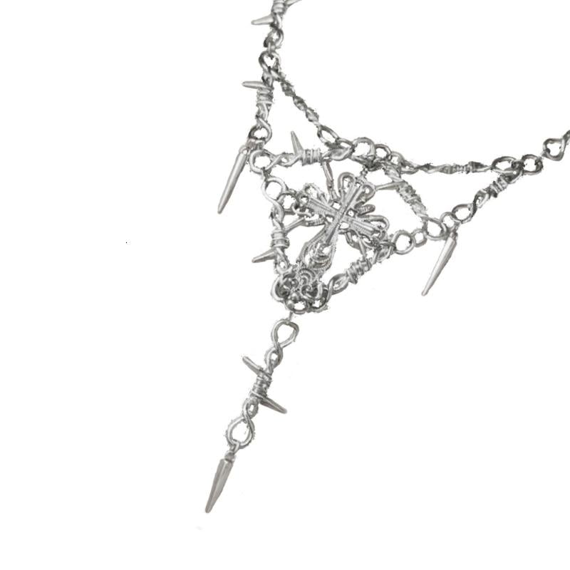 WINDLAND Gothic Thorns Metal Barbed Wire Chain Necklace Jewelry for Men ...