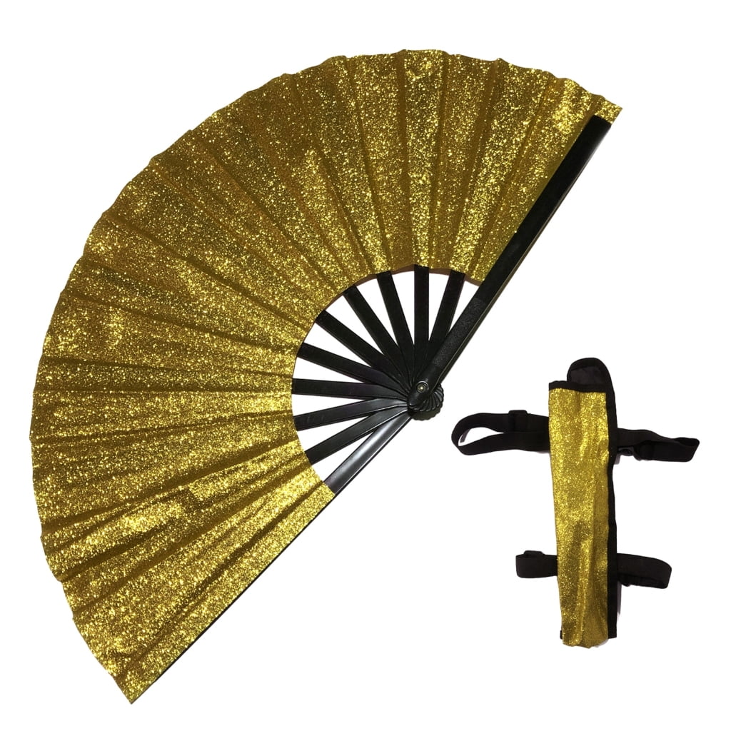 WINDLAND Handy Glitter Plastic Fan Folding Fan for Festival Club Party ...