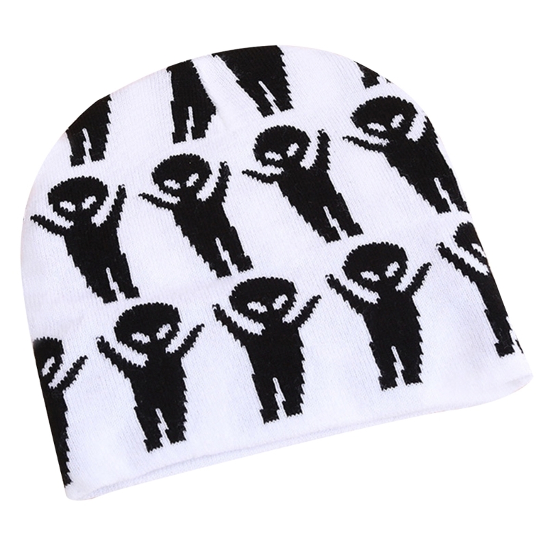 WINDLAND Jacquard Alien Pattern Knit Hat Ear Protecting Winter Driving ...