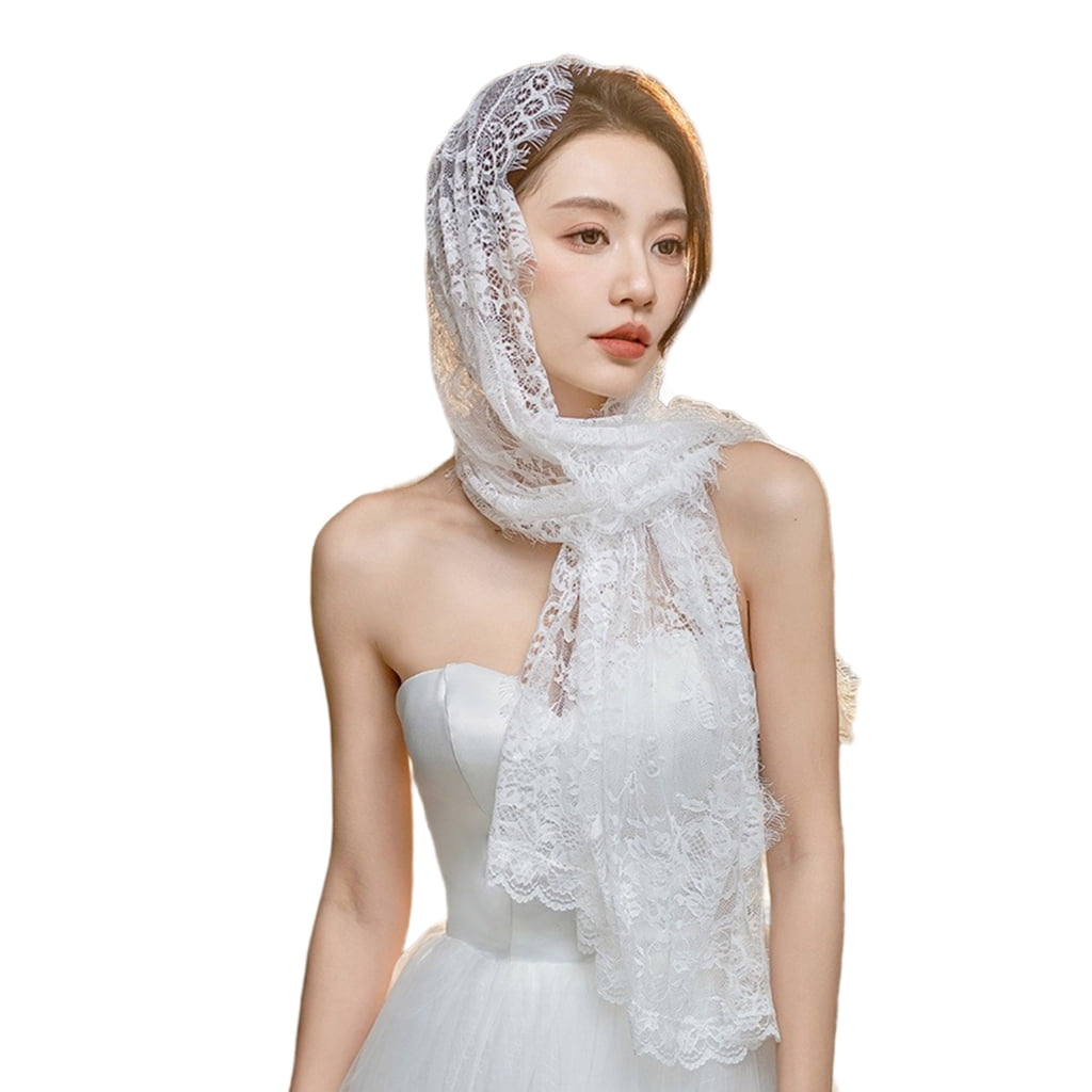 WINDLAND Lace Border Bridal Veils Halloween Dress Up Mantilla Length ...