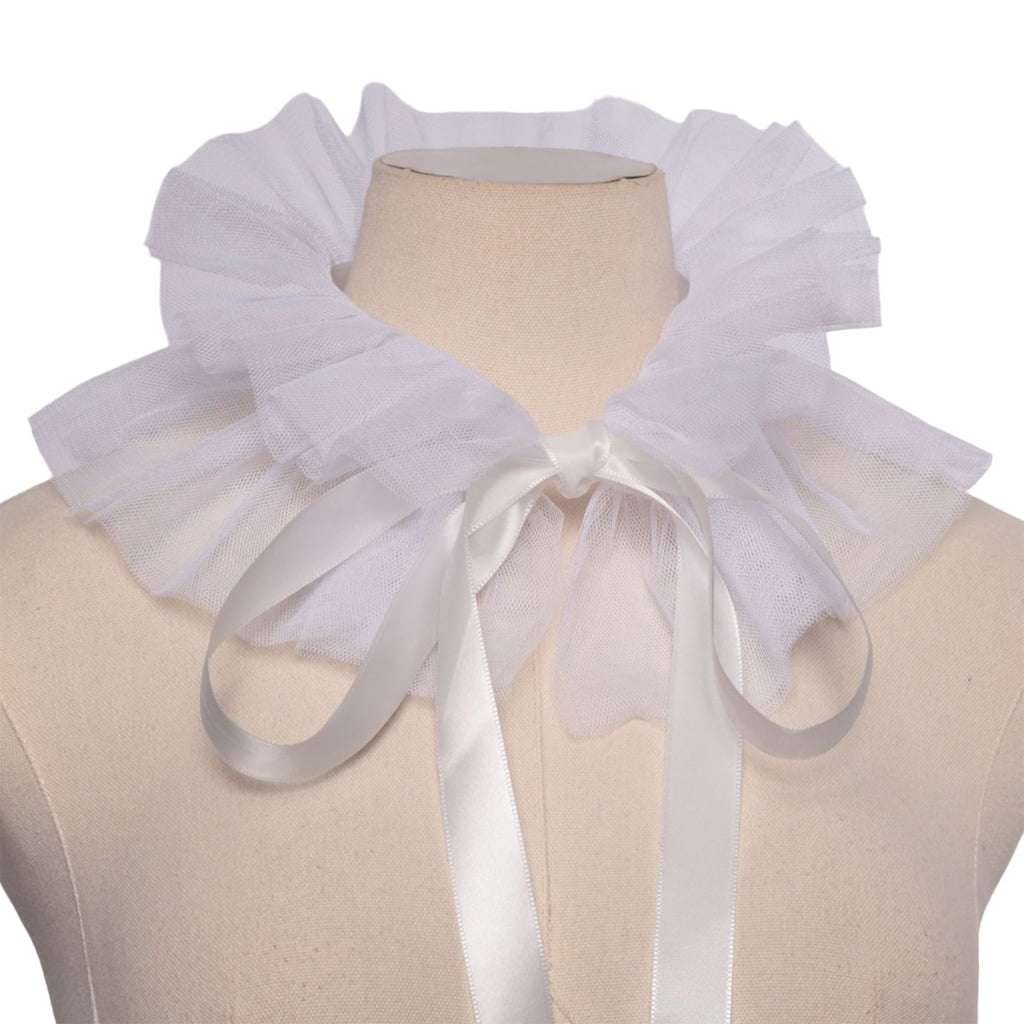 WINDLAND Medieval Tiered Mesh Ruffled False Collar Ribbon Tie Vintage ...