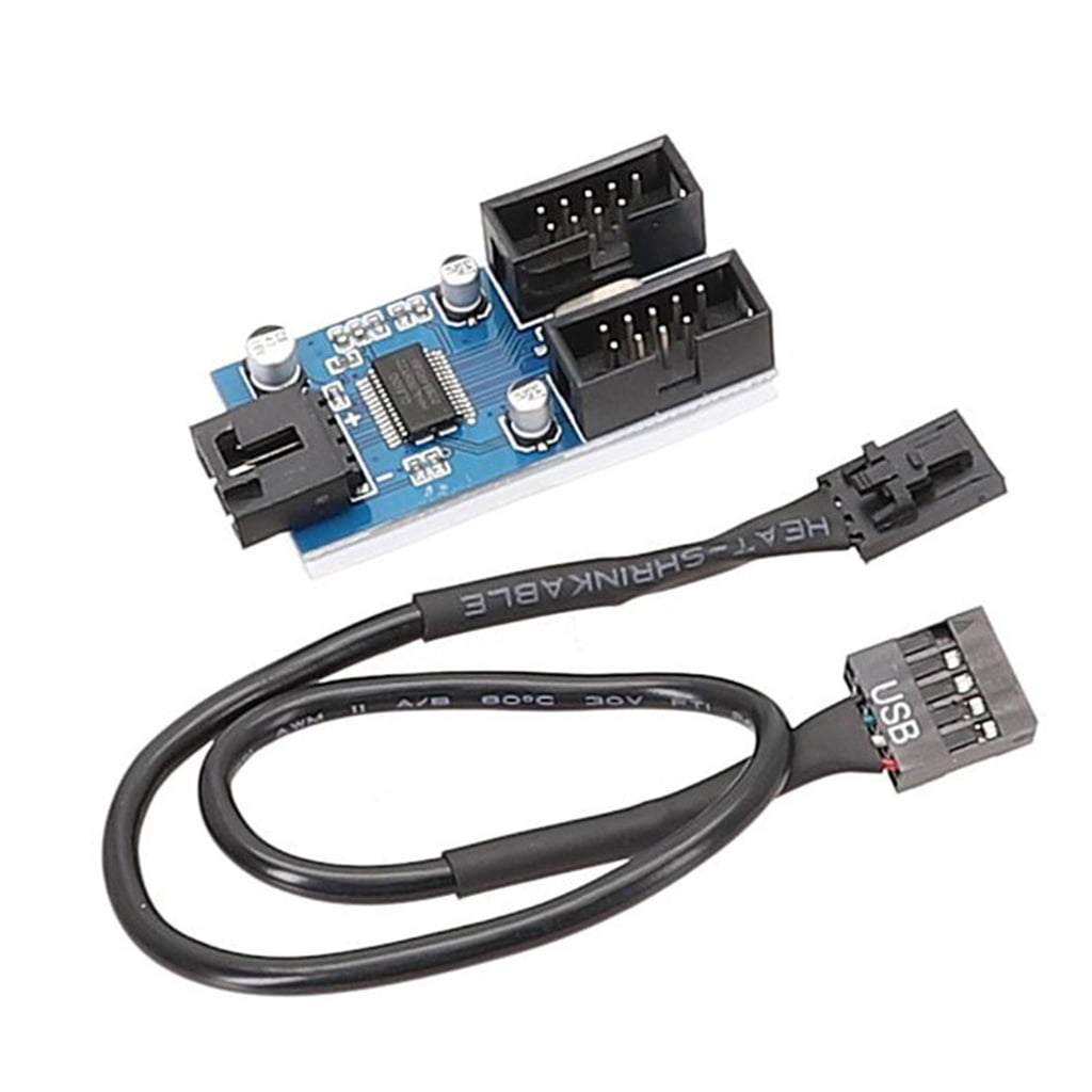 WINDLAND Motherboards 9Pin USB Header Splitter Female 1 to 2 Female Extension Cable Adapter ...