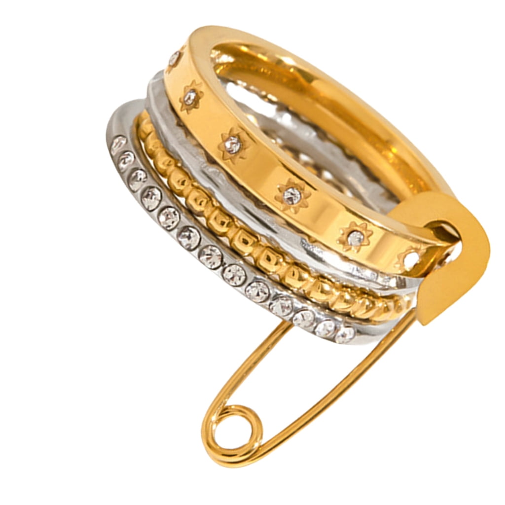 WINDLAND Multiple Adjustable Stacking Rings Stainless Steel Minimalist ...