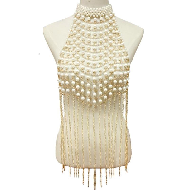 WINDLAND Multipurpose Pearls Chest Adjustable Body Jewelry for Dates ...