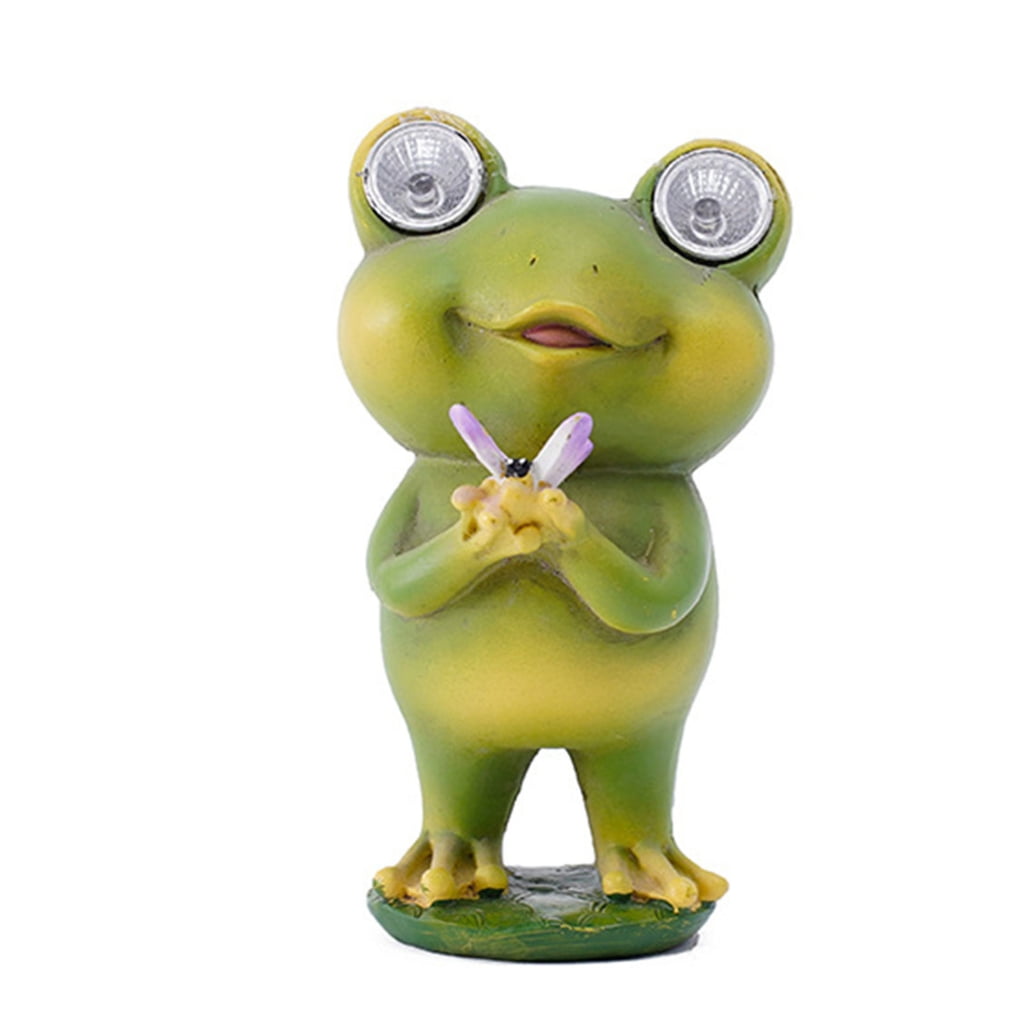 WINDLAND Outdoor Solar Resin Frog Statue Sculpture Ornament Household ...