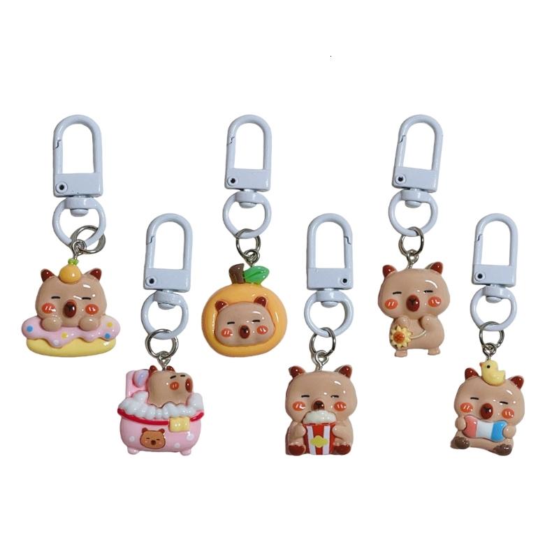WINDLAND Pack of 5/6 Capybara Bag Charm Resin Cartoon Ornament Keychain ...