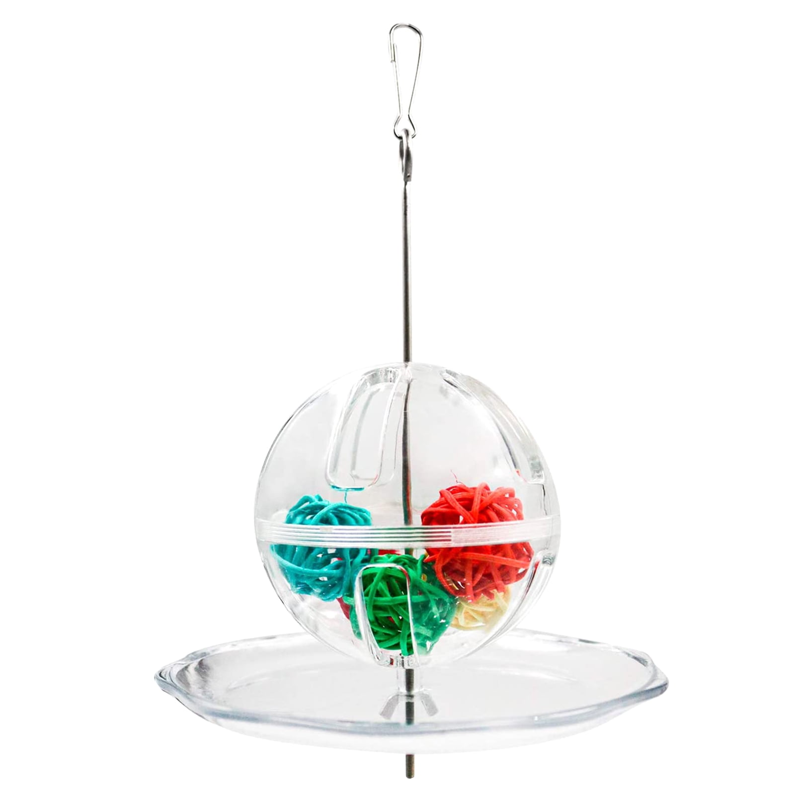 WINDLAND Parrot Bird Toy Foraging Hanging Transparent Ball Feeder Tray ...