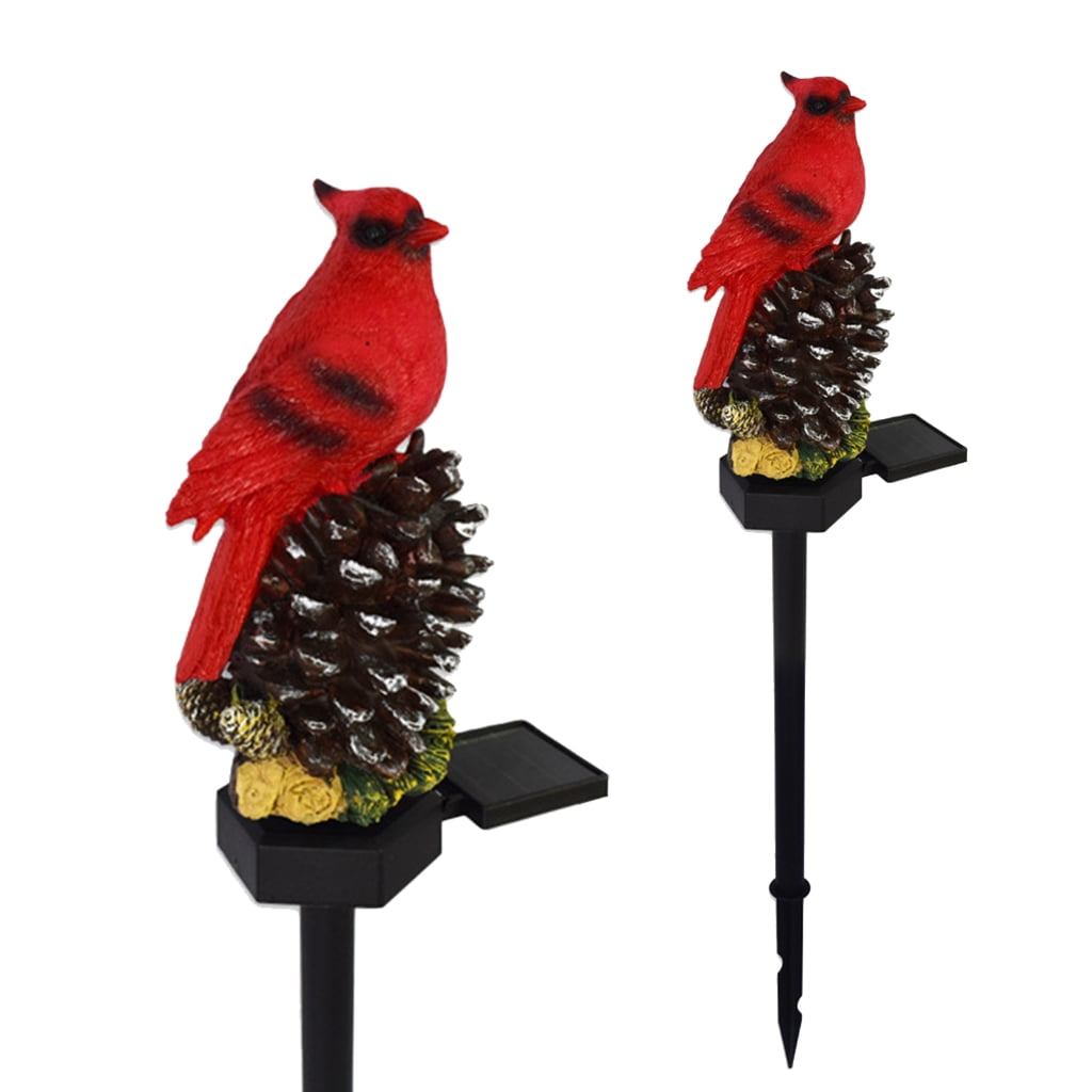 WINDLAND Pinecone/Nut Red Bird Solar Powered Light Yard Landscape Light ...