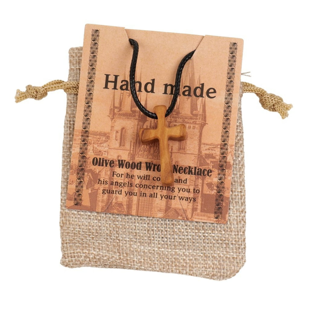WINDLAND Prayer Cross Necklace for Reflection Wooden Crucifix Pendant ...