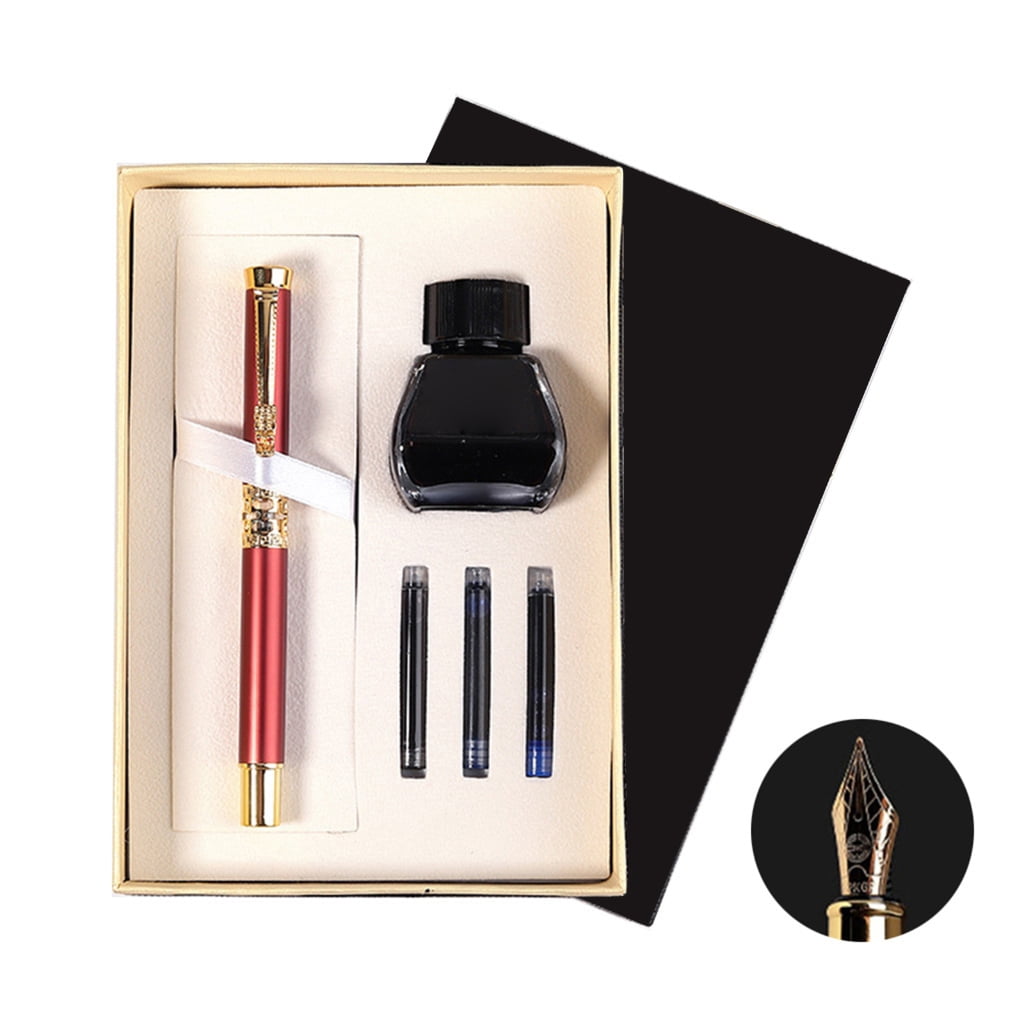 Retro Metal Calligraphy Pen Dragon for Head Pen Clip Set Refill Ink Sac ...