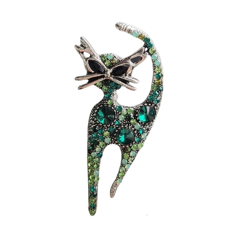 WINDLAND Retro Rhinestones Cats Brooch Enamel Animal Lapel Pin for ...