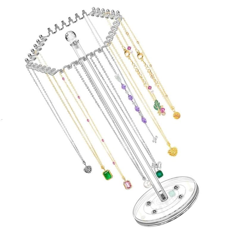 WINDLAND Rotating Designed Necklace Holder Space Efficient Clear ...