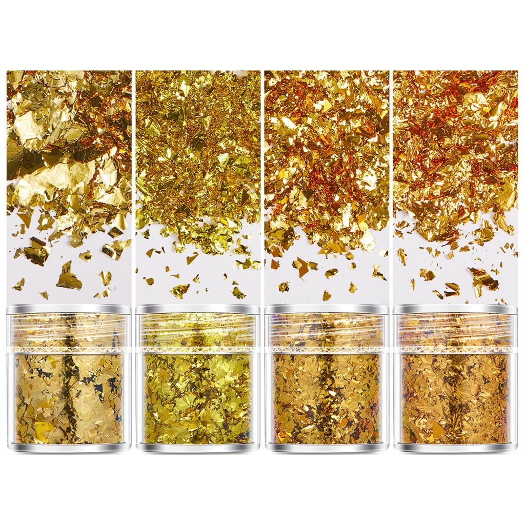 WINDLAND Shimmering Gold Flakes for Handmade Jewelry Gold Leaf Flakes ...