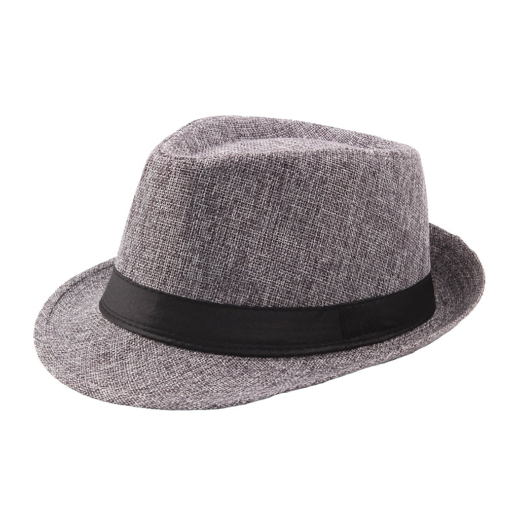 WINDLAND Short Brim Fedora Hats Classic Hat with Bands Solid Color One ...