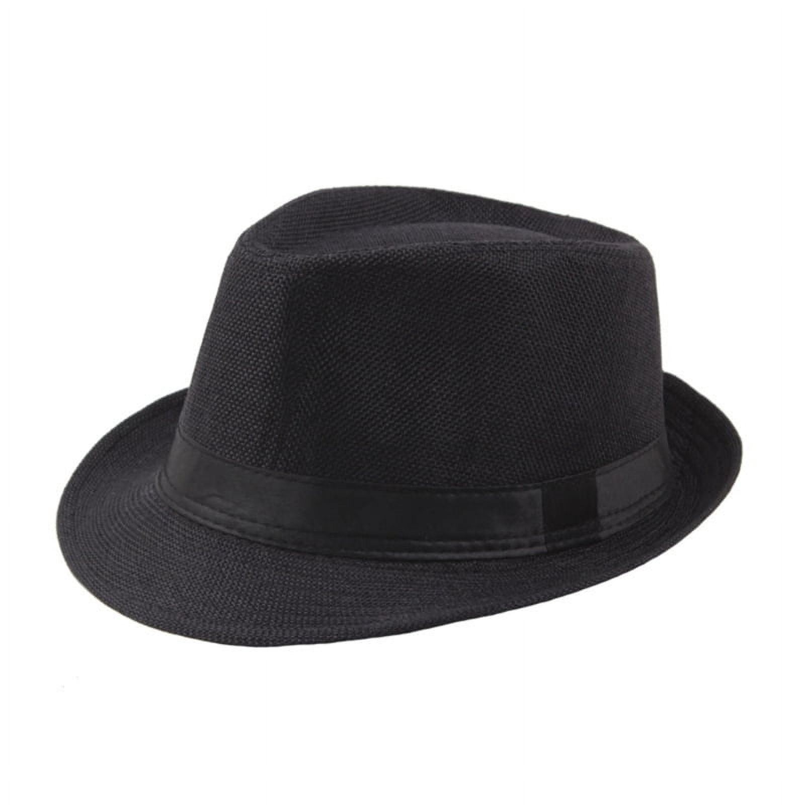 WINDLAND Short Brim Fedora Hats Classic Hat with Bands Solid Color One ...