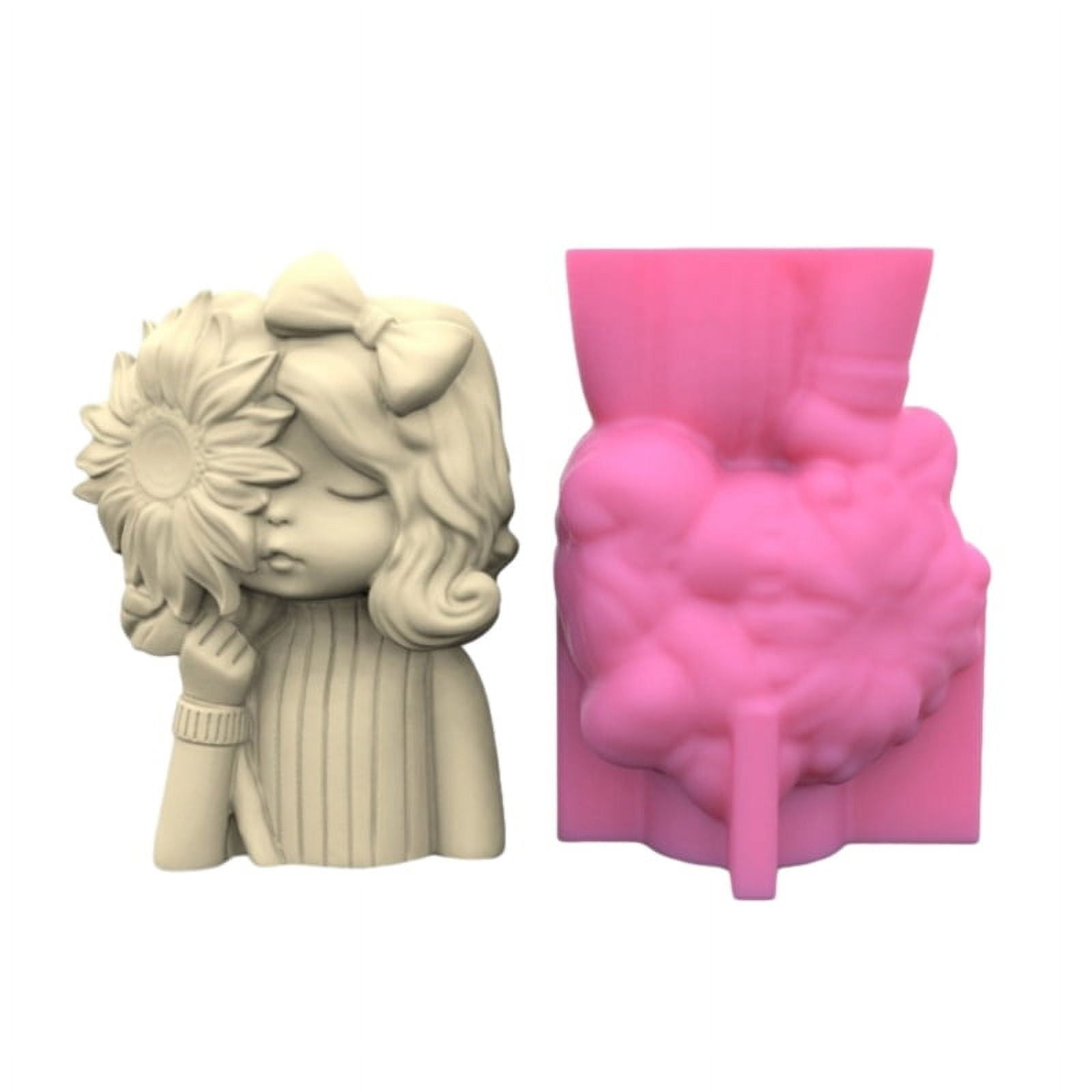Windland Silicone Flowerpot Mold Sunflower Girl Concrete Clay Crafts