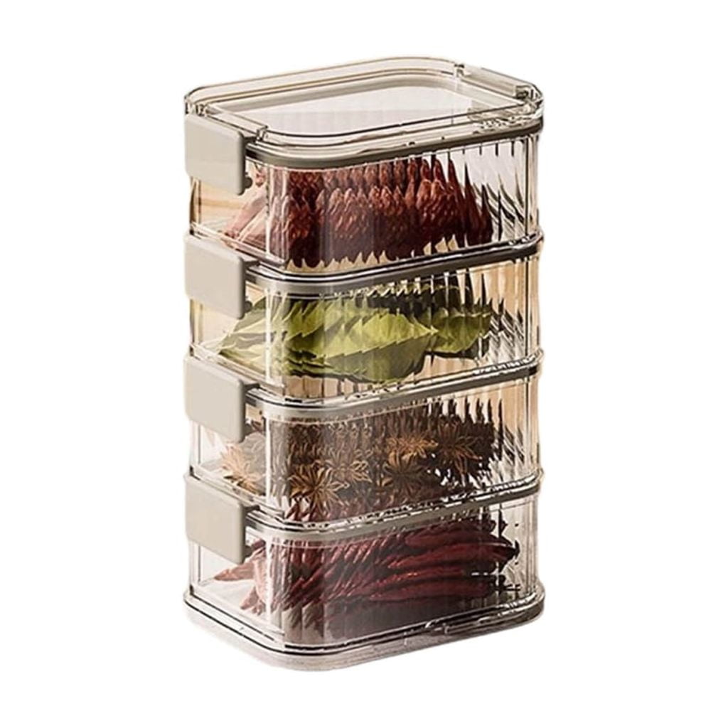 WINDLAND Space Saving Stackable Seasoning Boxes Transparent View ...