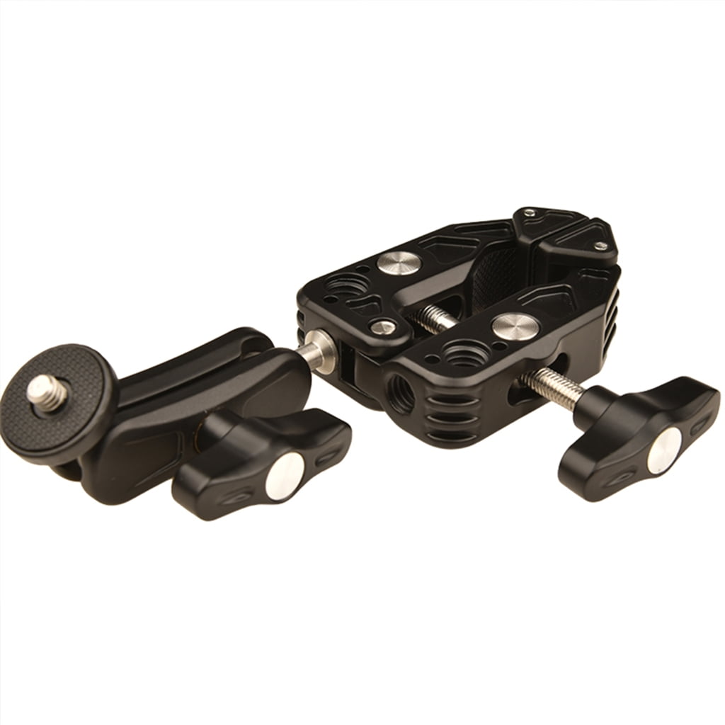 WINDLAND Super Camera Clamp Mount Double Socket Arm 1/4" Ball Head ...