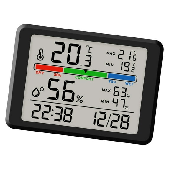 WINDLAND Temperature and Humidity Monitor LCD Magnetic Digital Alarm ...