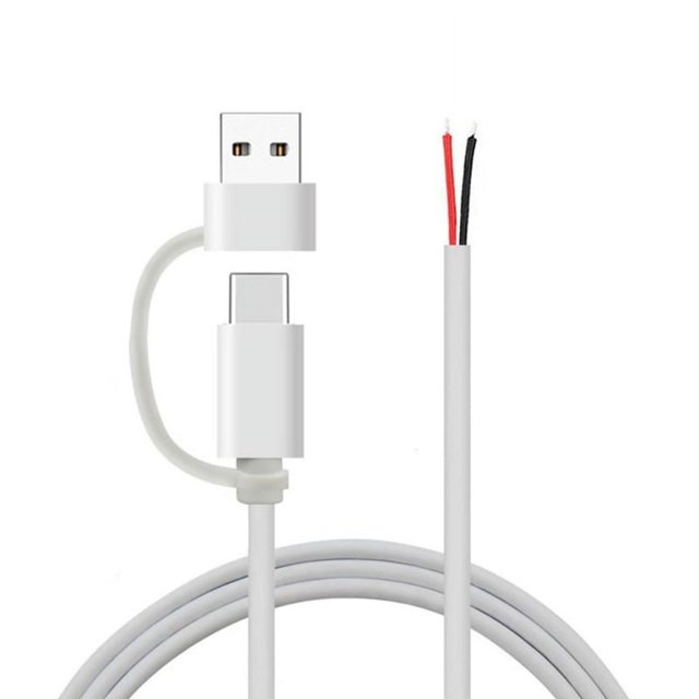 WINDLAND USB C to 2Pin Bare Wire Open End Cable 5V/2A USB Type C Male 2Pin Pigtail Cable ...