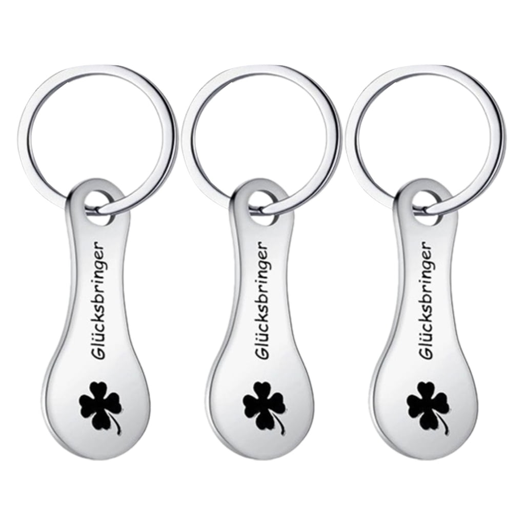 WINDLAND Pack of 3 Sturdy Stainless Steel Trolley Keyrings Shopping ...