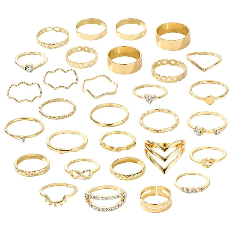 WINDLAND Vintage Punk Rings for Men and Women Geometric Finger Rings ...