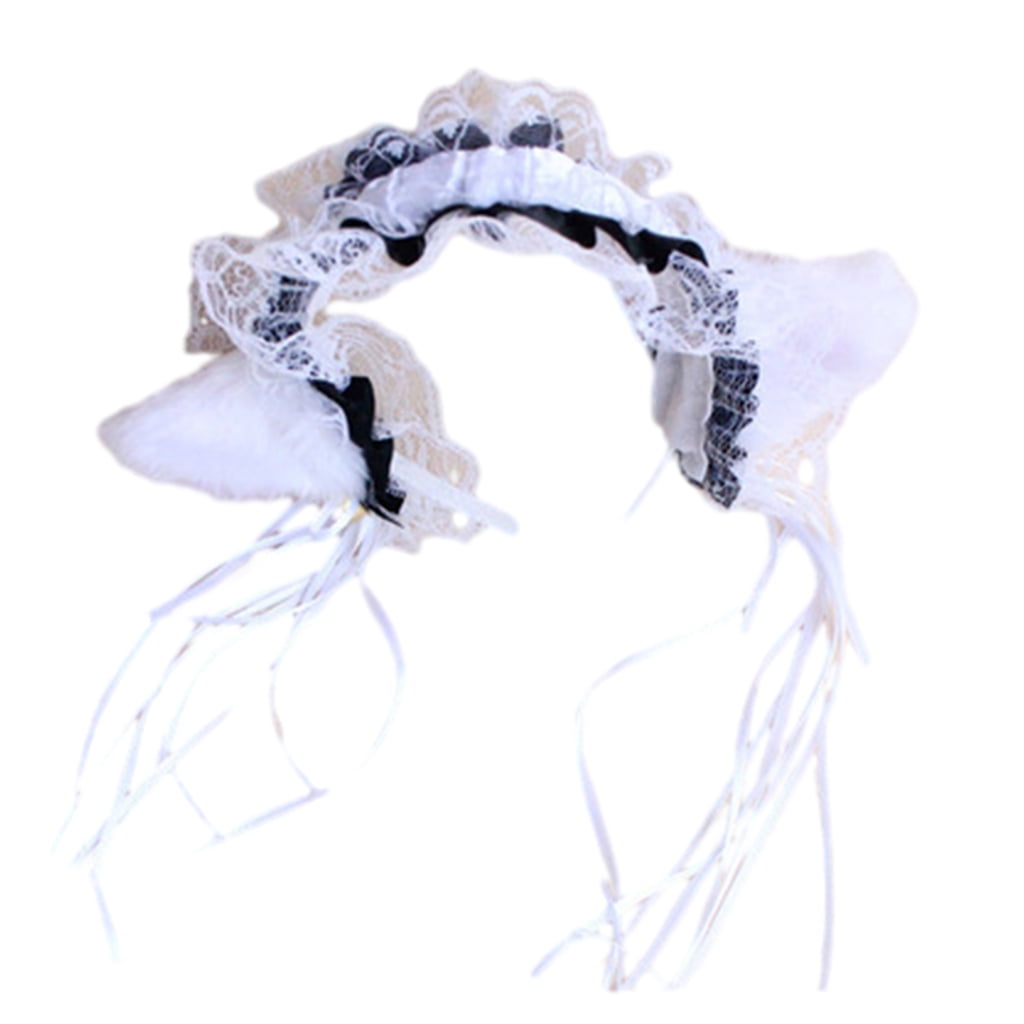 WINDLAND Woman Pleated Lace Headband Girl Cat Ear Hairband Hair Decors ...