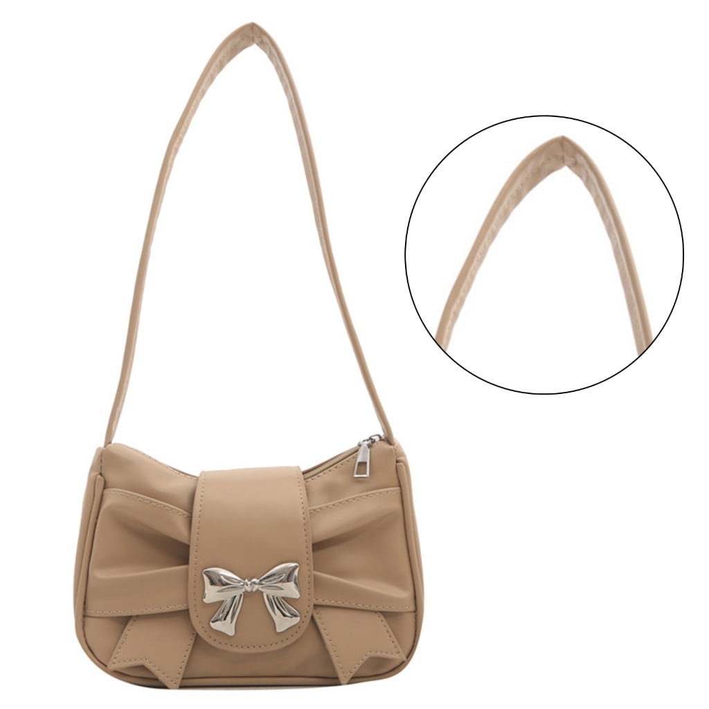 WINDLAND Women Pleated Armpit Bag Bow Handbag PU Leather Shoulder Bag ...