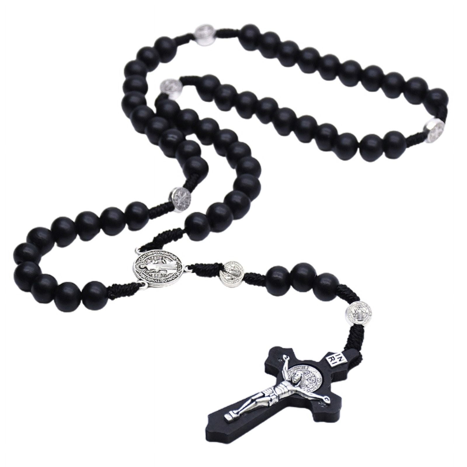 WINDLAND Wood Beads Cross Rosary Necklaces First Communion Gift ...