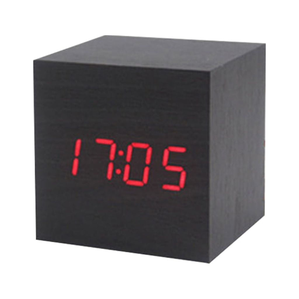 WINDLAND Wood Cube Voice Control Alarm Clock Decorative Clock Party ...