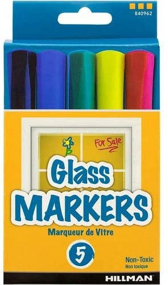 WINDOW MARKERS for Glass and Smooth Surfaces, 5-Color Pack by Hillman ...