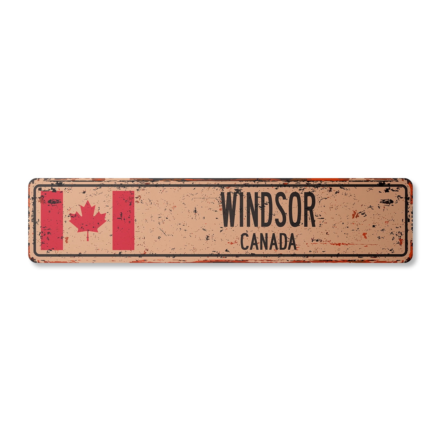 WINDSOR CANADA Vintage Plastic Street Sign Canadian flag city country ...