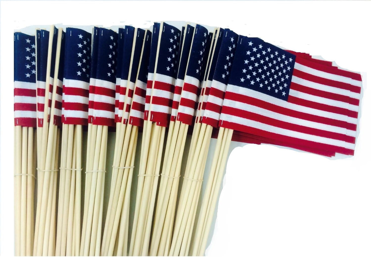 WINDSTRONG Lot of -100-4x6 Inch US American Hand Held Stick Flags No ...