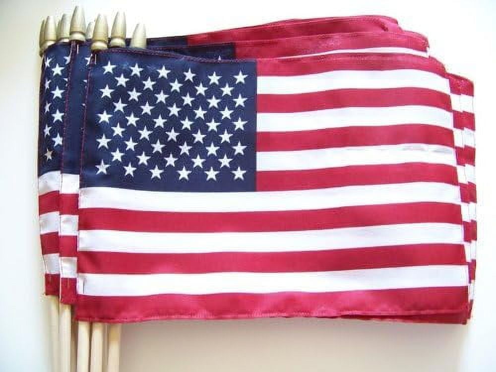 WINDSTRONG Lot of -12-8x12 Inch US American Hand Held Stick Flags Sewn ...
