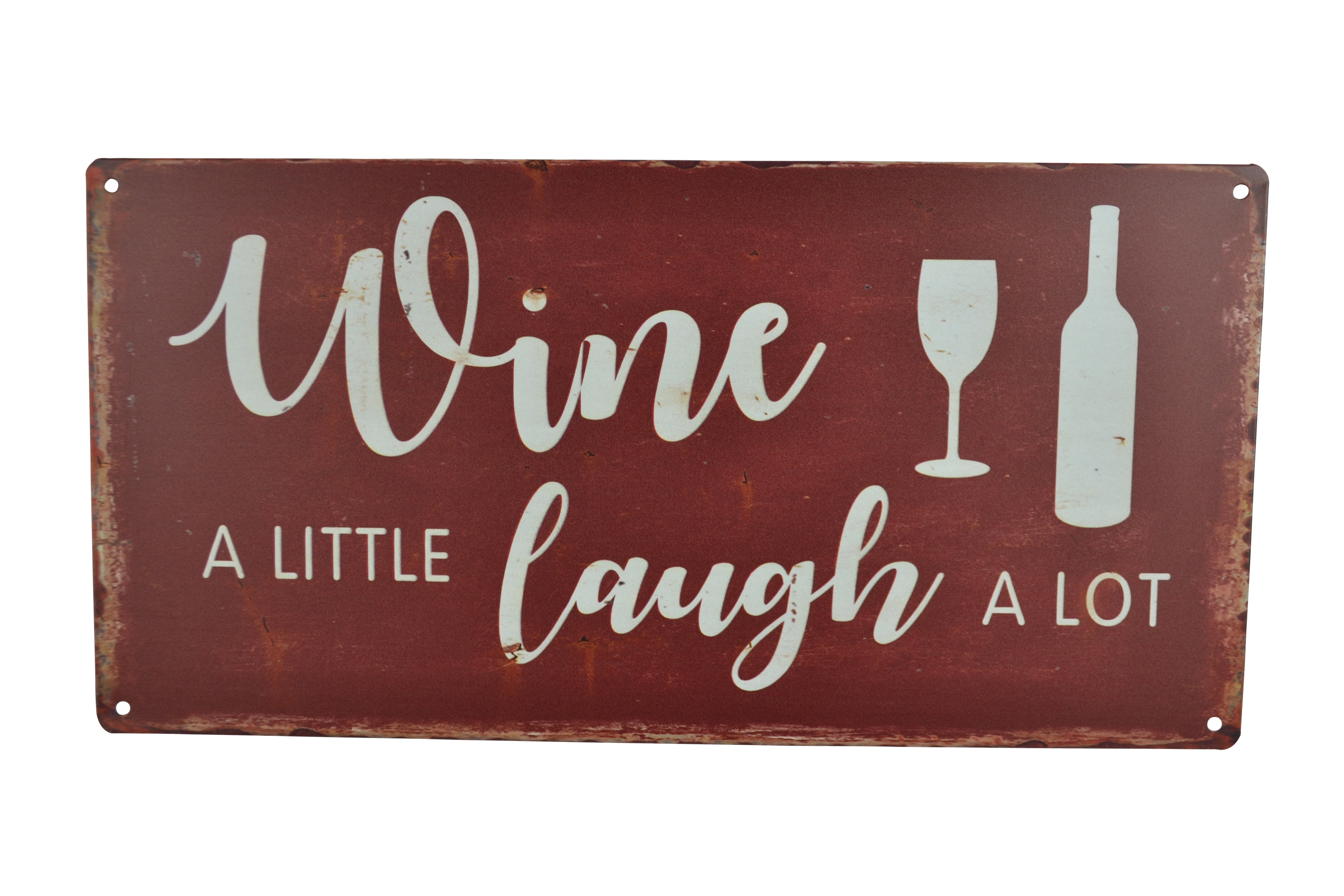 WINE A LITTLE, LAUGH A LOT Metal Wine Sign - Walmart.com