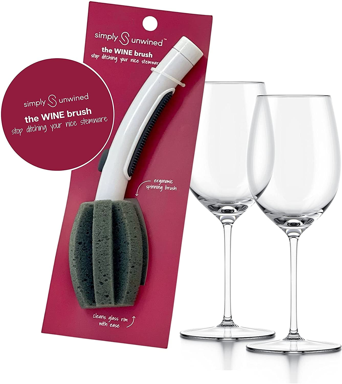 | The WINE Brush – One Step Patented Stemware Cleaning Sponge with Soap ...