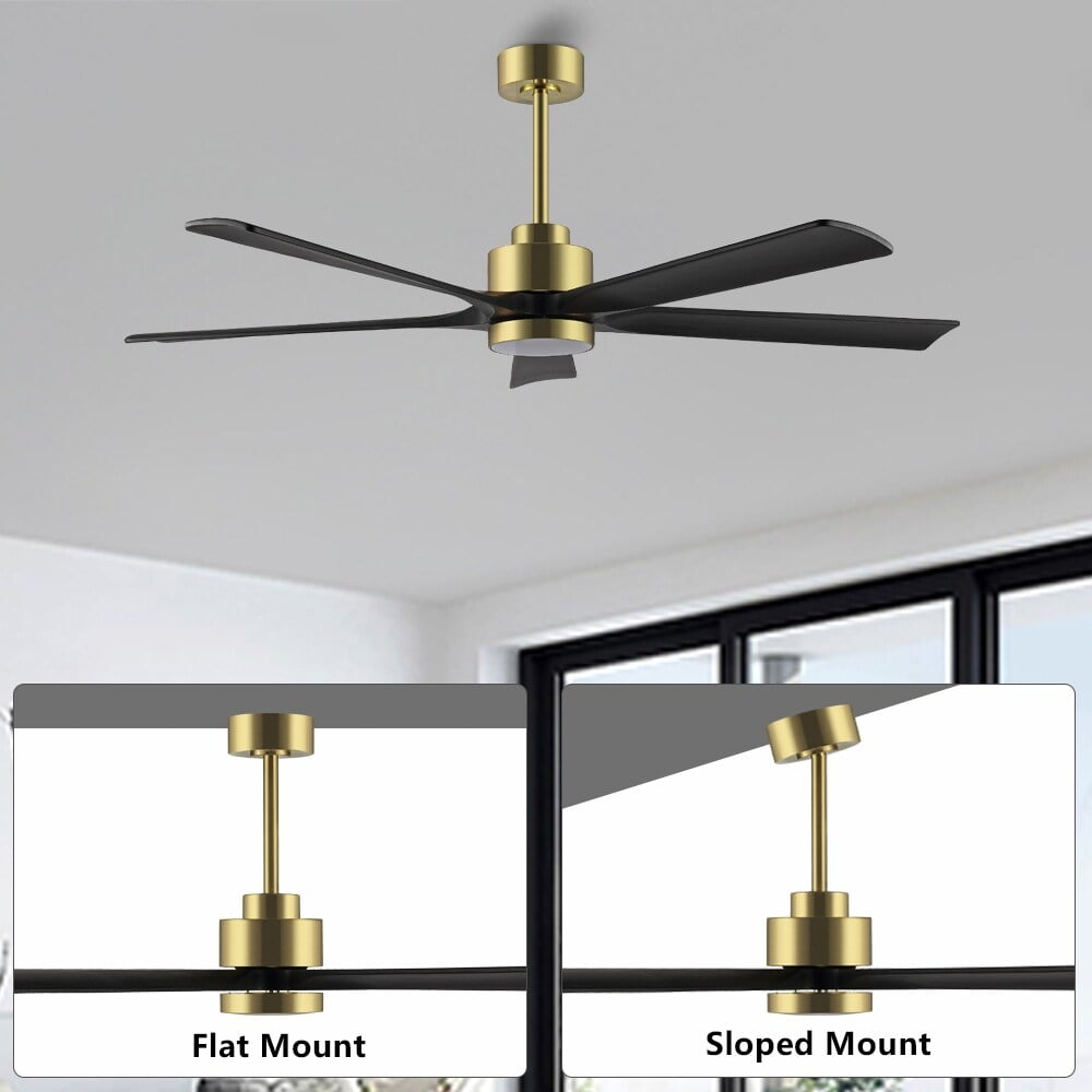 WINGBO 52" and 60" Solid Wood DC Motor Integrated LED Ceiling Fan with ...