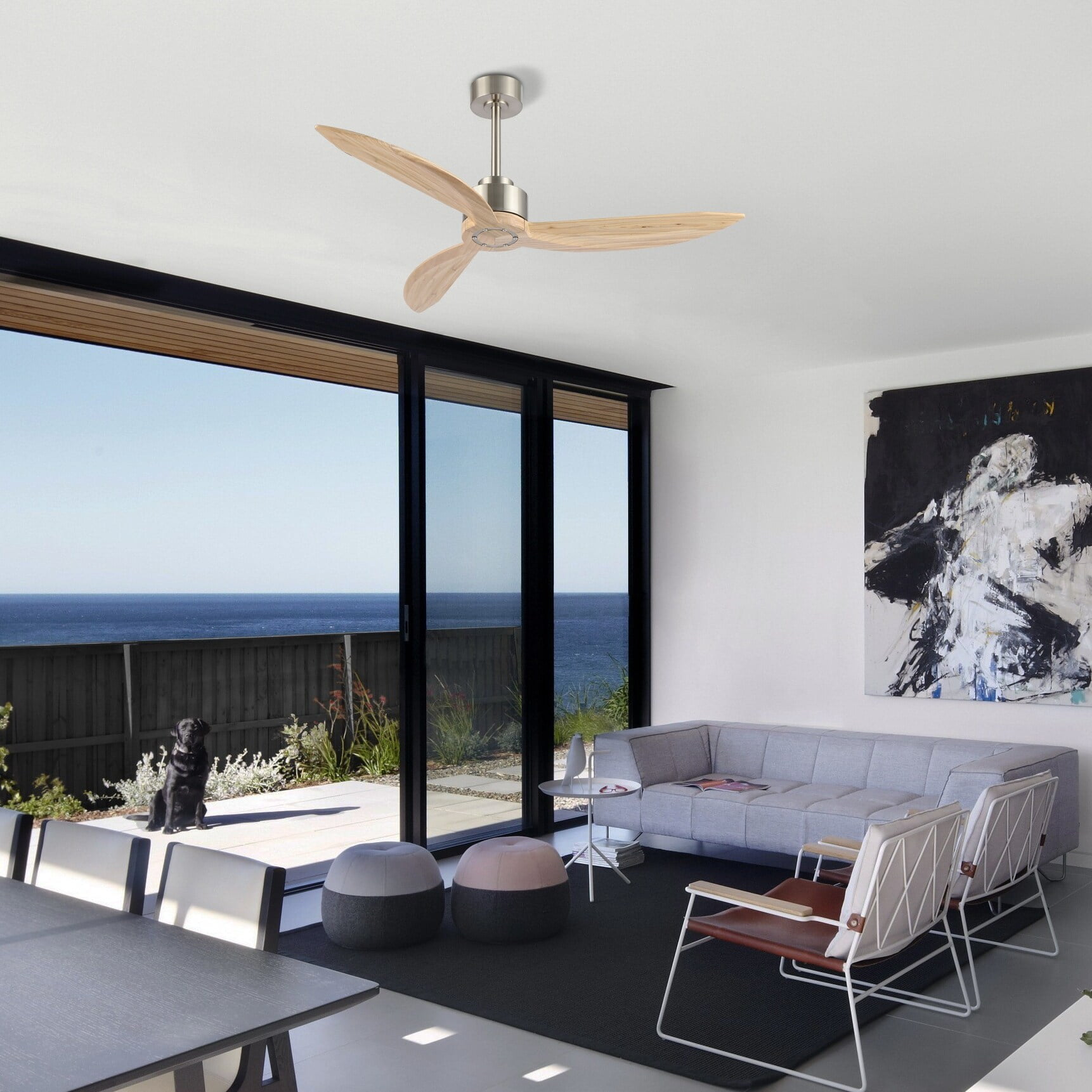 WINGBO 52" and 64" 3-Blades Indoor Celiing Fan without Light, DC Motor ...