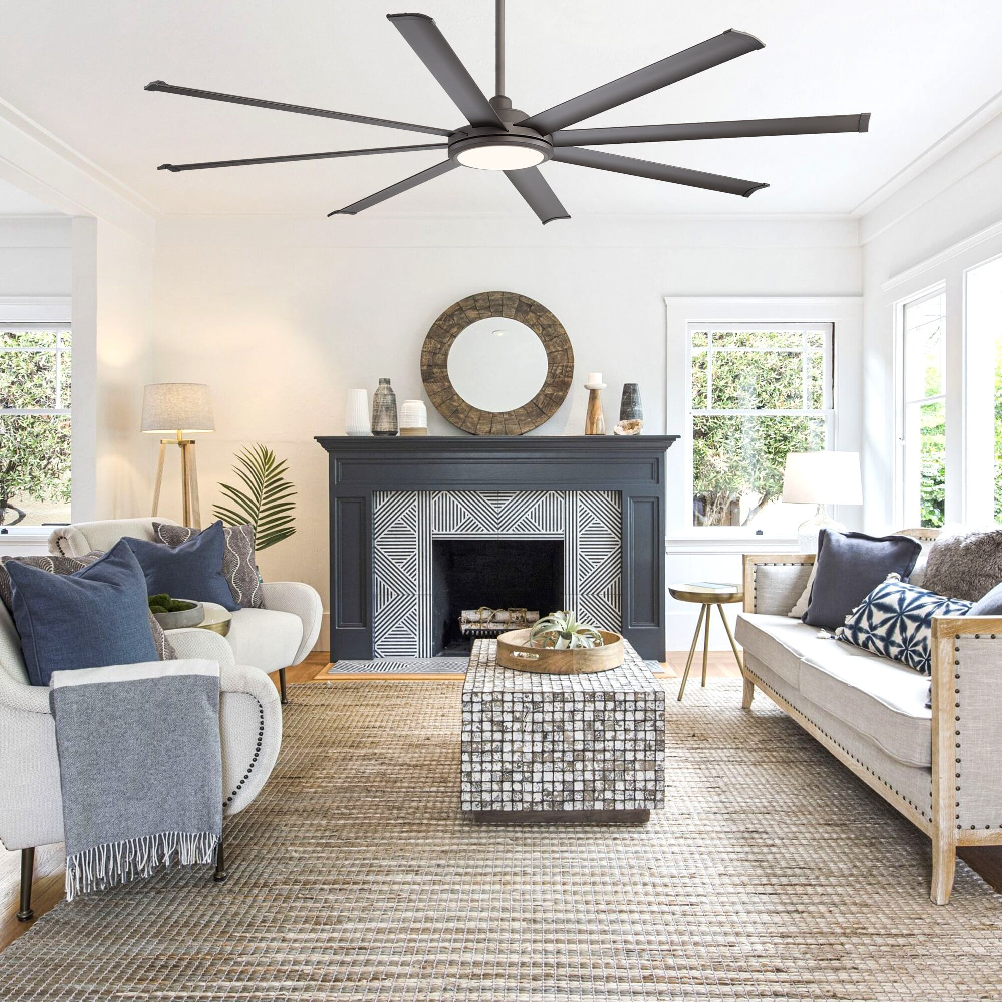 WINGBO 64" and 72" and 80" and 96" Indoor Ceiling Fan with LED Light ...