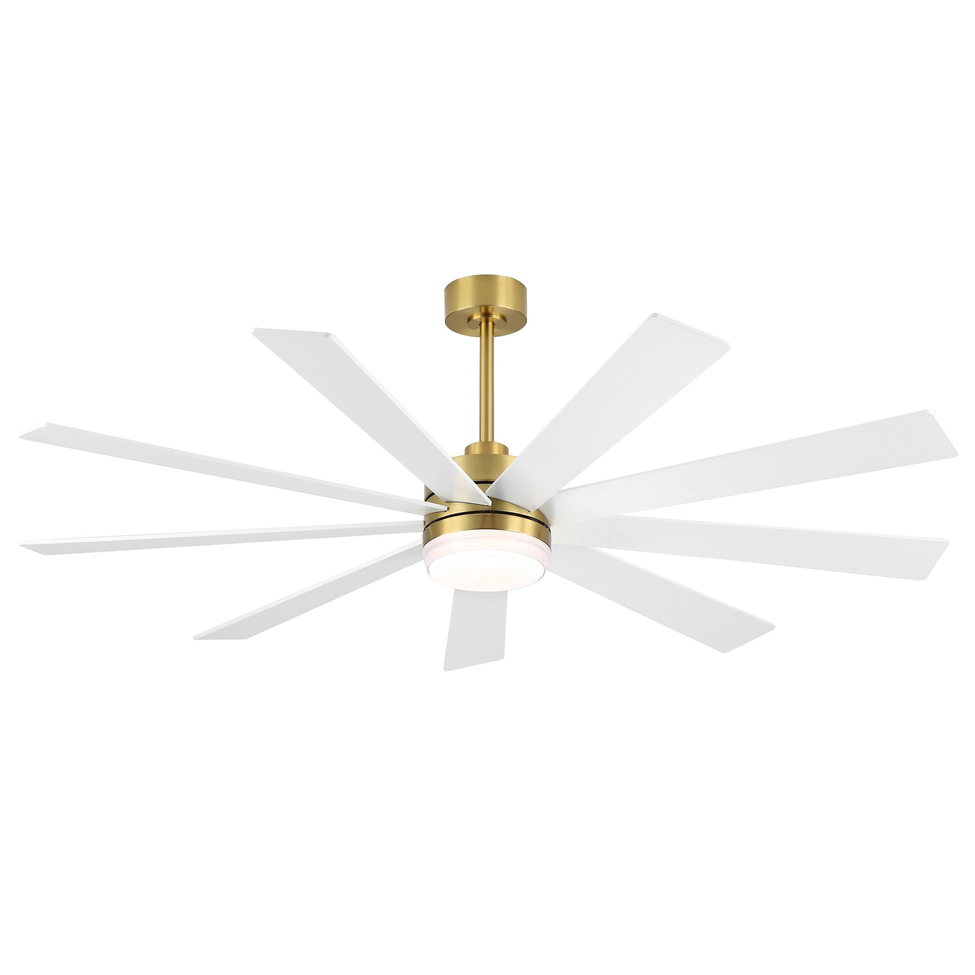 WINGBO 84" DC Motor Integrated LED Ceiling Fan with Remote Control Gold ...