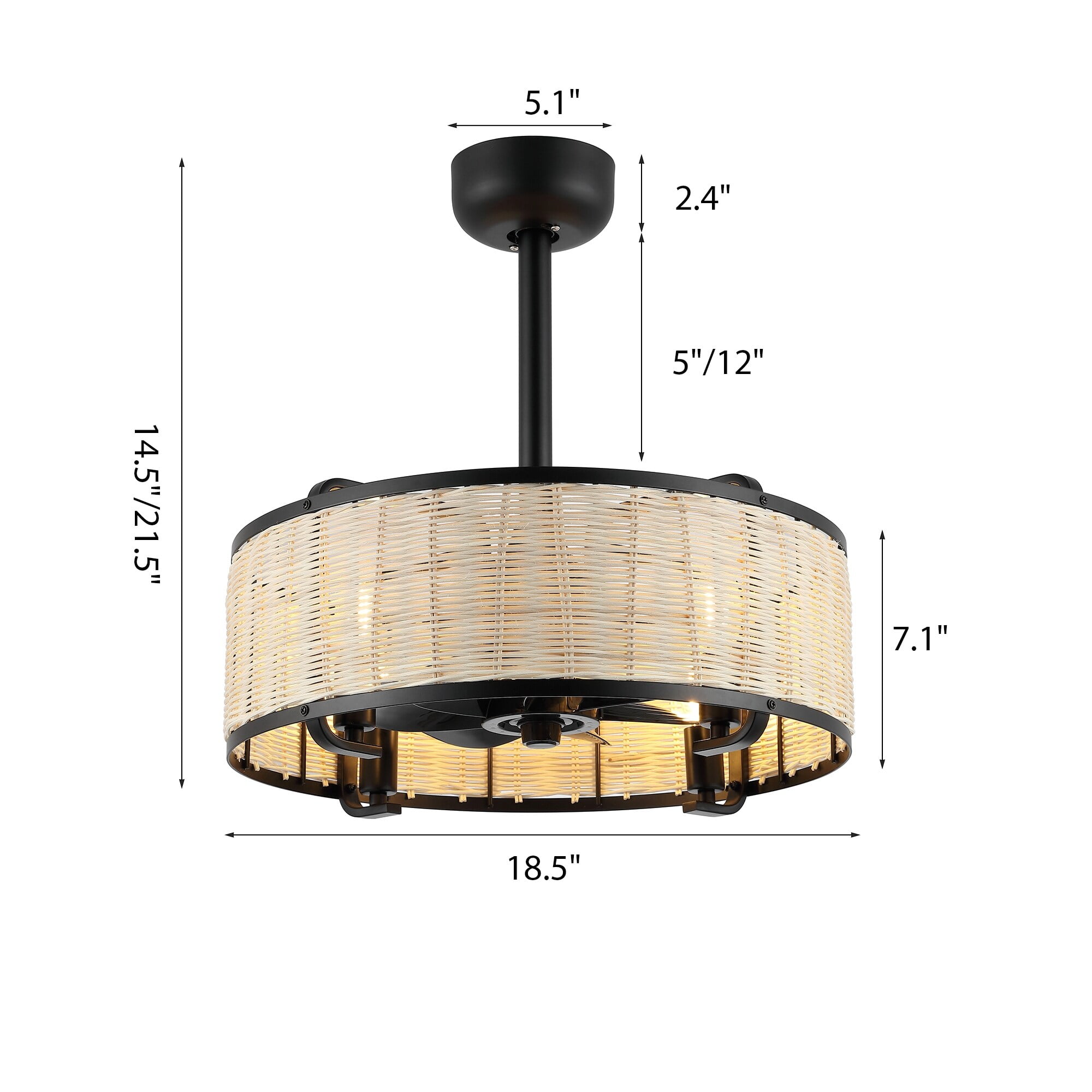 WINGBO Caged Ceiling Fan with Lights, Indoor 6 Speeds Reversible ...