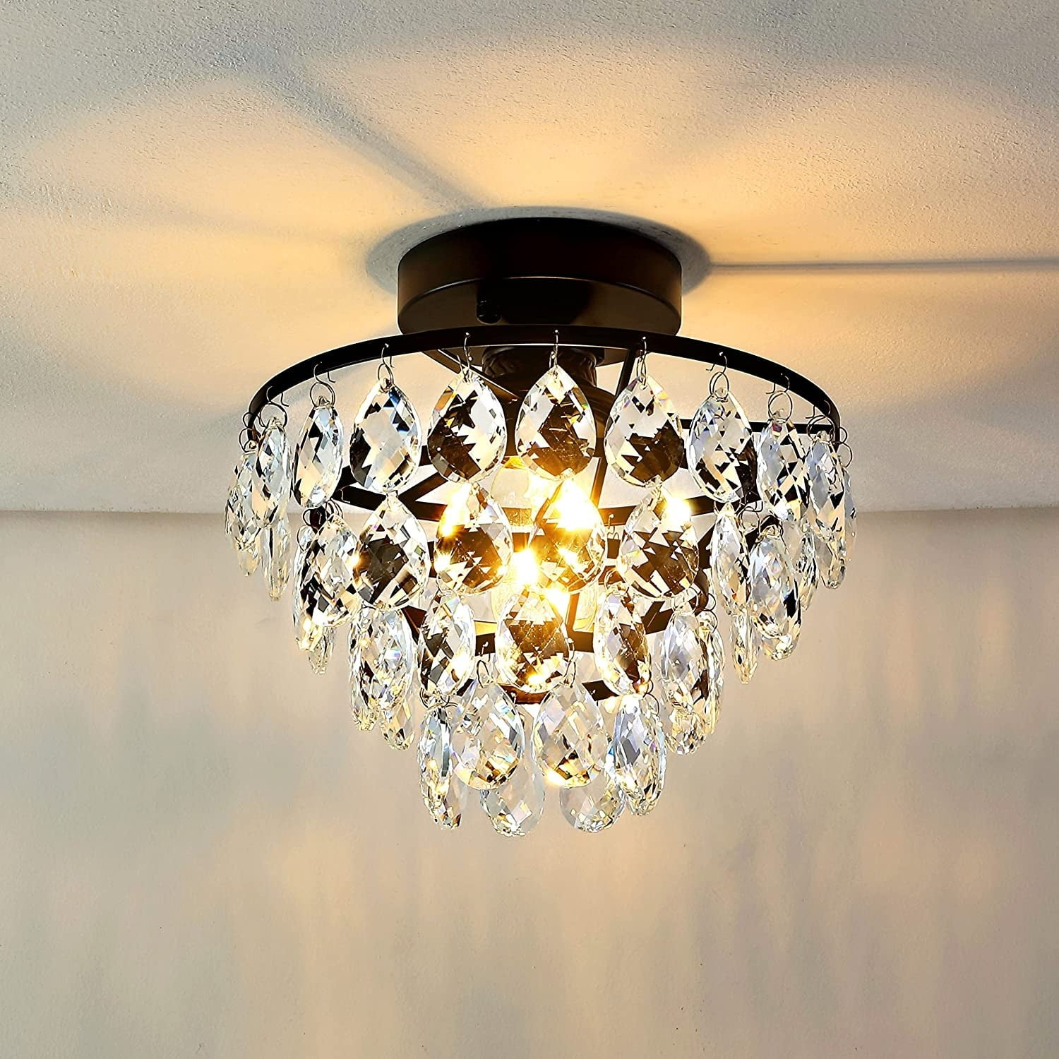 WINGBO Small Crystal Ceiling Light Fixture Mini Semi Flush Mount... - N ...