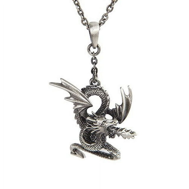 WINGED FIRE SERPENT DRAGON NECKLACE PENDANT PEWTER ALLOY - Walmart.com