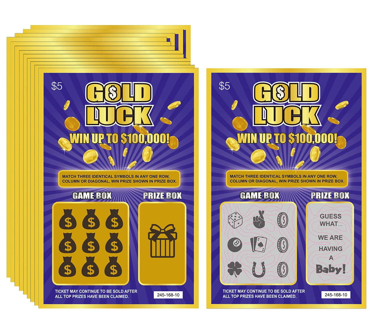 WINGKIND Gold Luck Pregnancy Fake Lottery Scratch Tickets, 12 Cards ...
